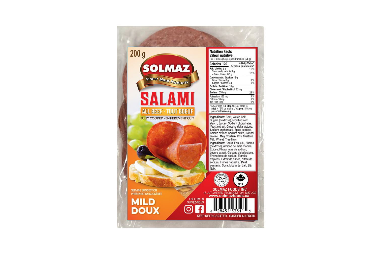 Click here for Solmaz Halal All Beef Salami Mild prices