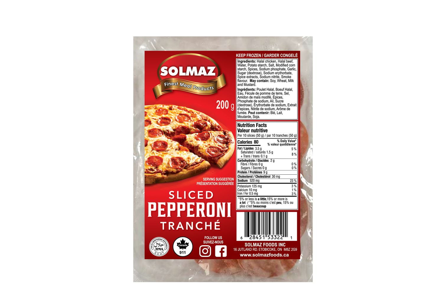 Click here for Solmaz Halal Sliced Pepperoni prices