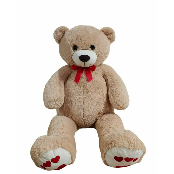Jumbo Beige Teddy Bear, 52" Jumbo Plush Beige Teddy Bear with Hearts ...