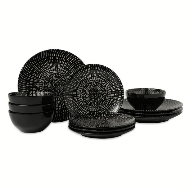 Thyme & Table Maddox Collection, 12-Piece Stoneware Dinnerware Set - Walmart.ca