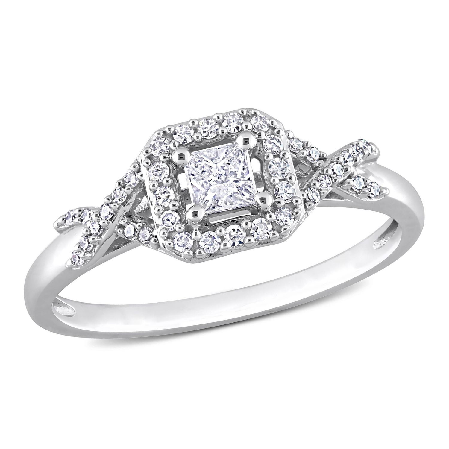 Click here for Miabella 1/3 Carat T. W. Diamond 10k White Gold Ha... prices