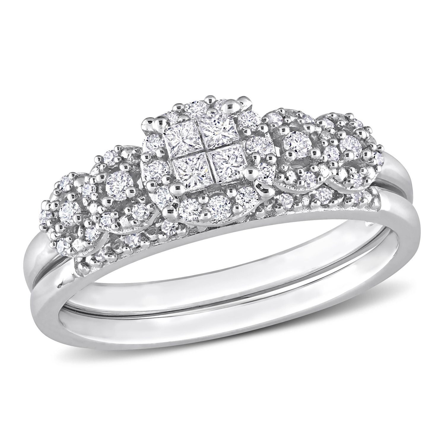 Click here for Miabella 1/3 Carat T. W. Diamond 10k White Gold Pr... prices