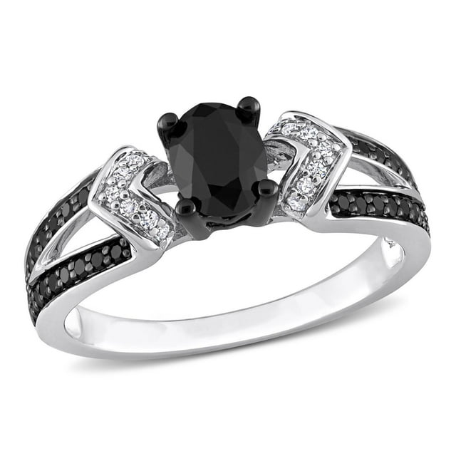 Miabella 1 Carat T.W. Black and White Diamond Sterling Silver Split ...