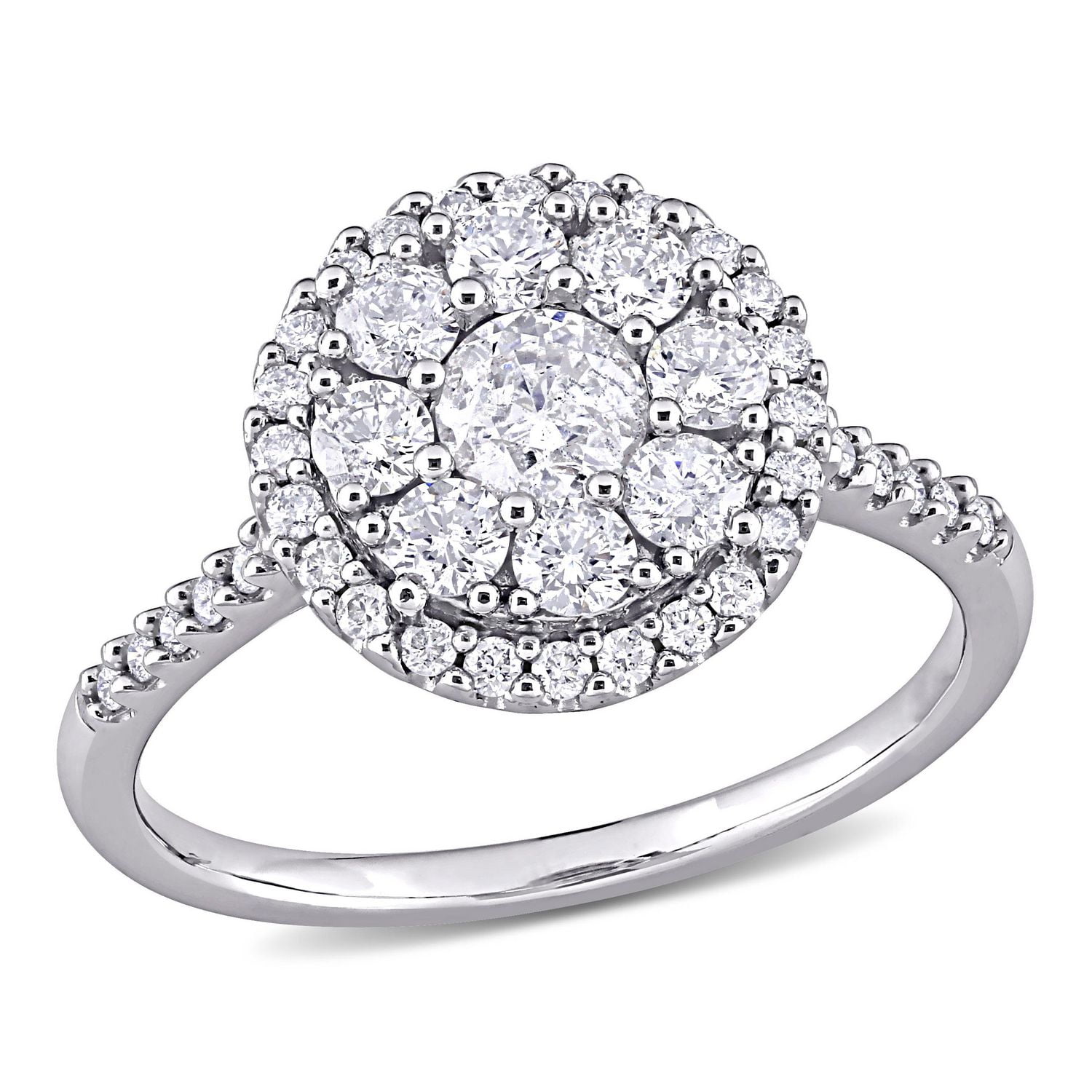 Click here for Miabella 1 Carat T. W. Diamond 10k White Gold Clus... prices