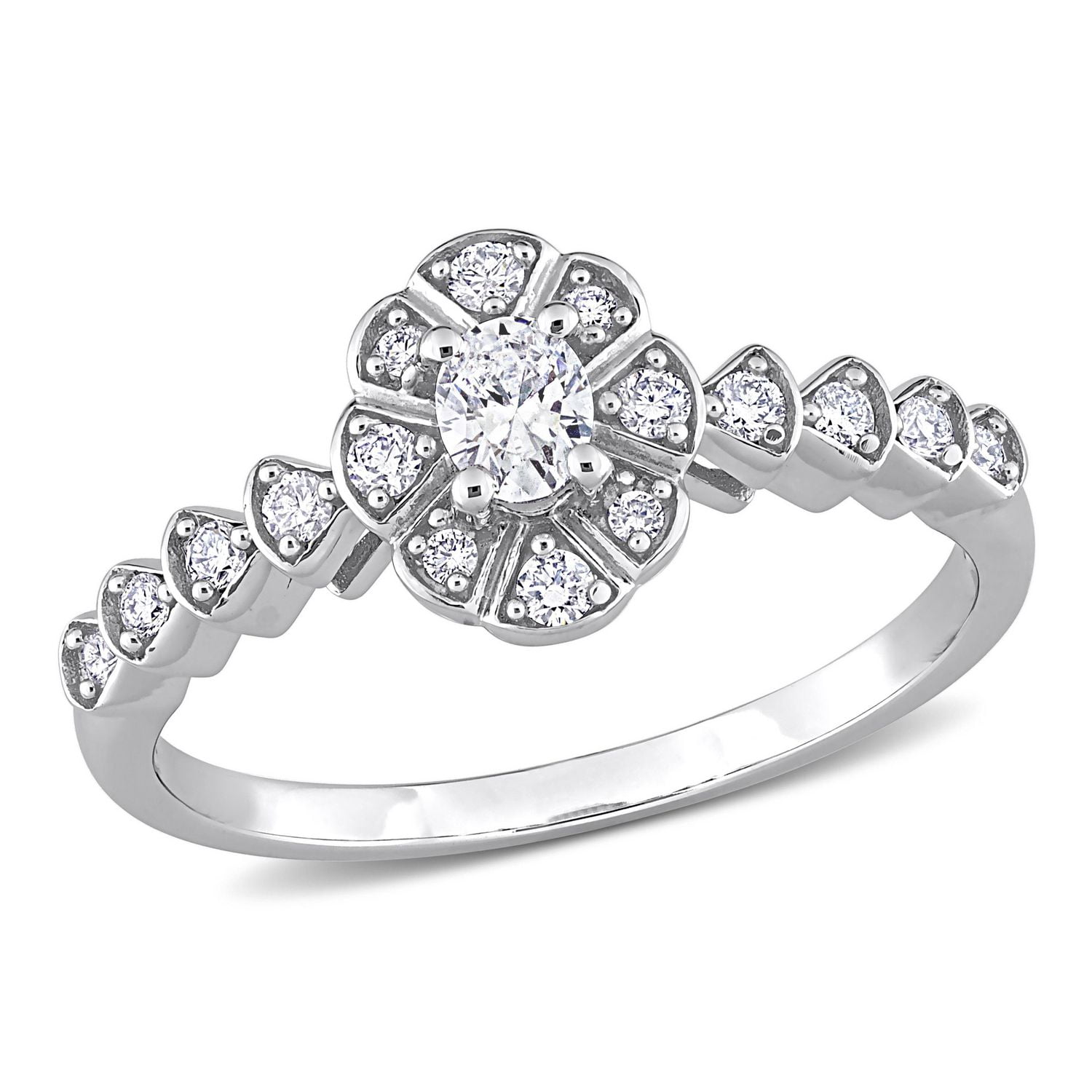 Click here for Miabella 1/3 Carat T. W. Diamond 14k White Gold Ov... prices