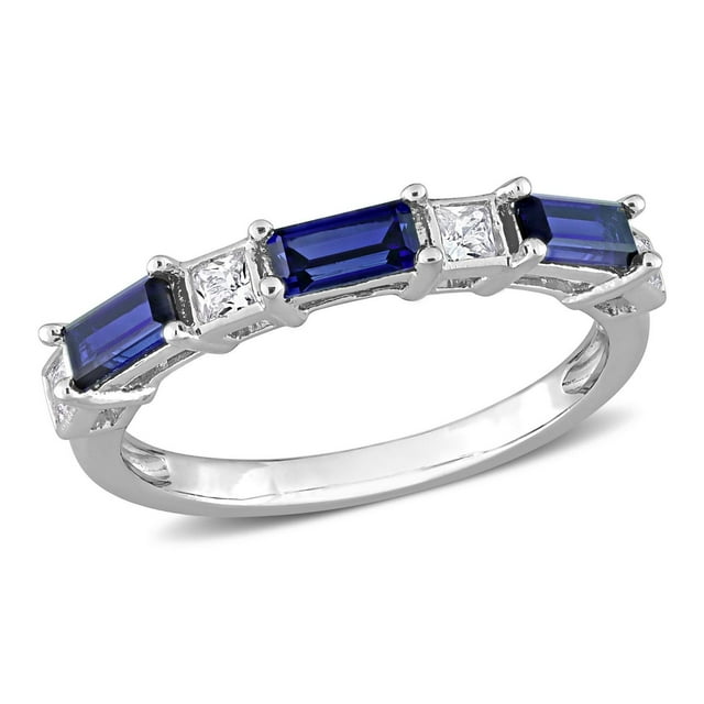 Miabella 1-3/8 Carat T.G.W. Created Blue and White Sapphire Sterling ...
