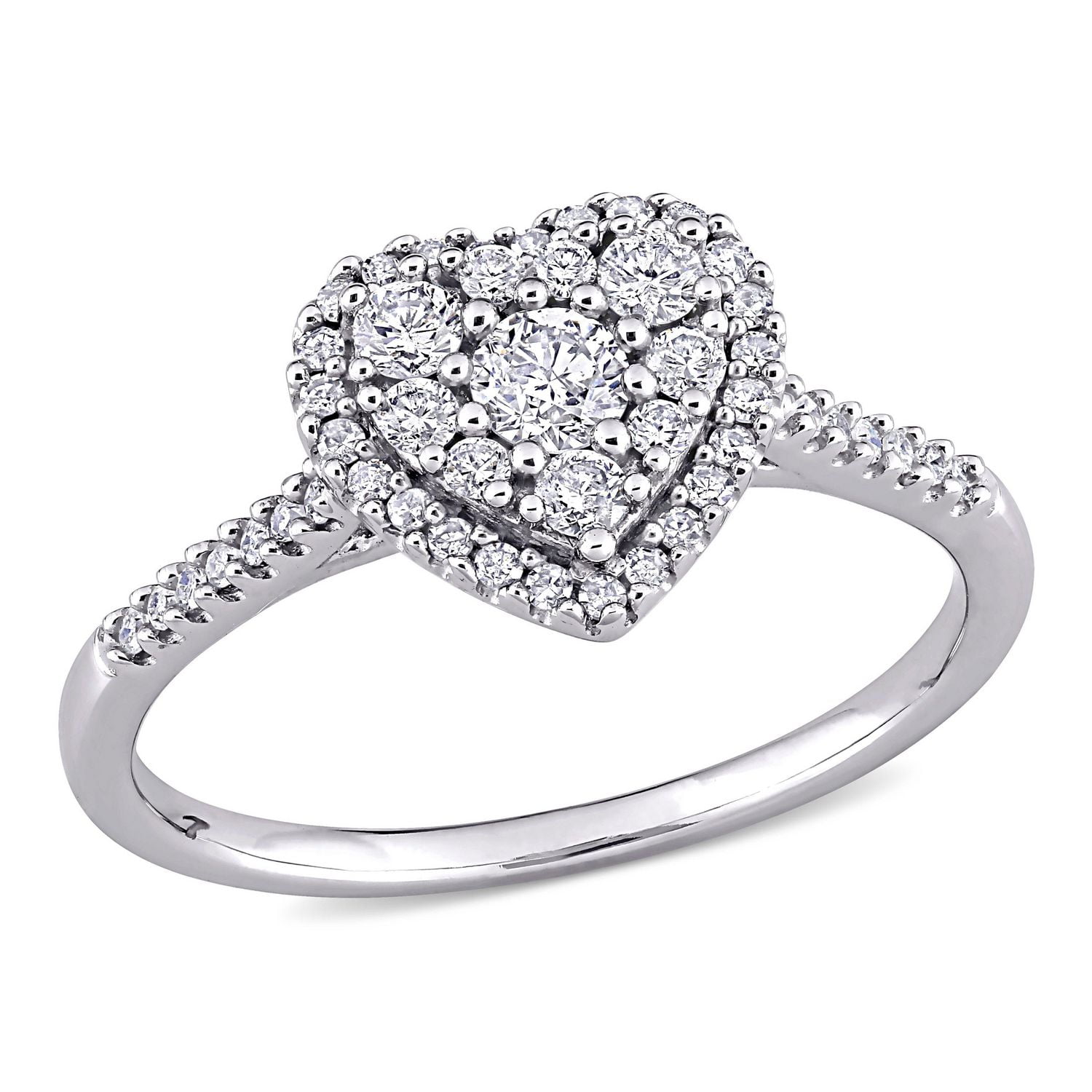 Click here for Miabella 1/2 Carat T. W. Diamond 10k White Gold He... prices