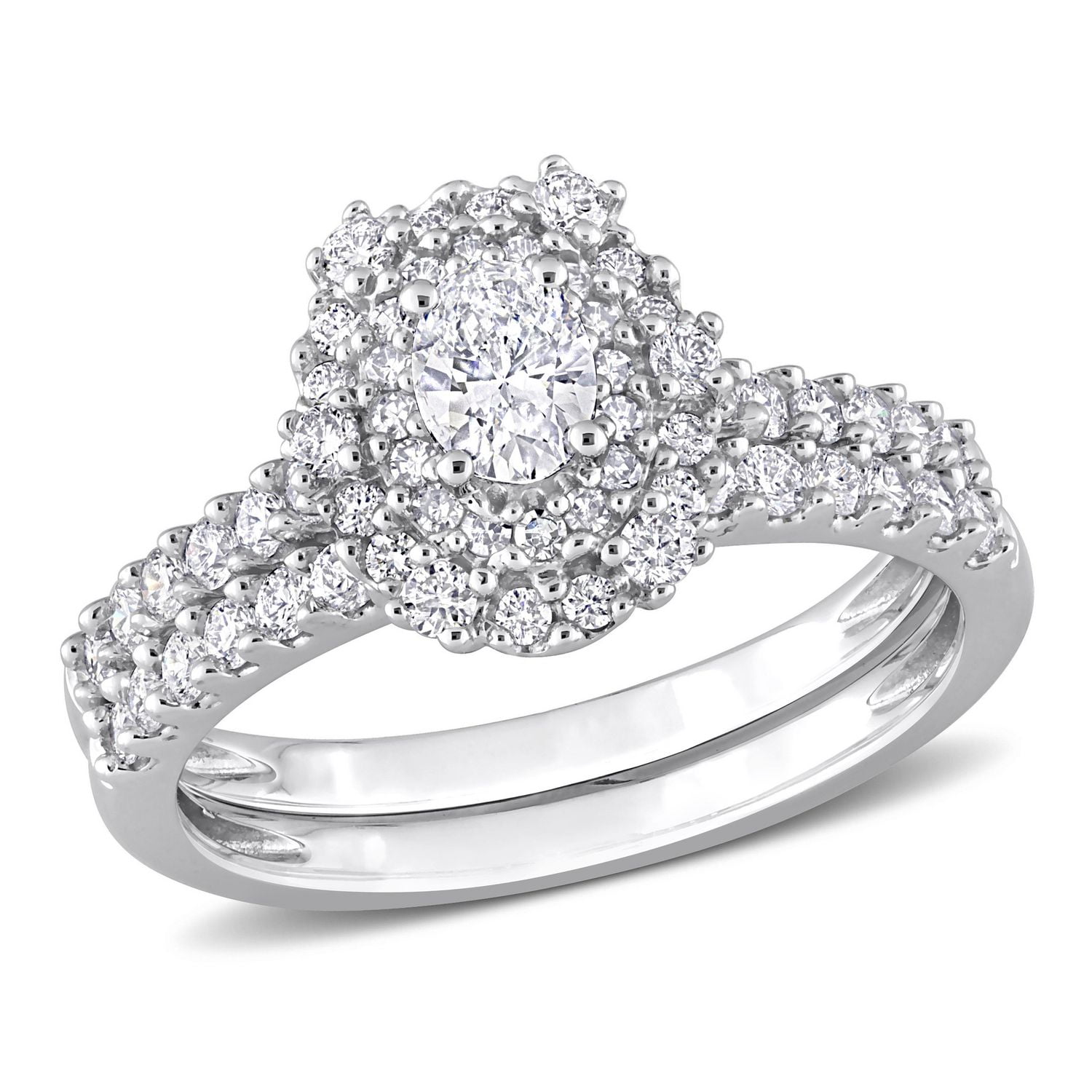 Click here for Miabella 1 Carat T. W. Diamond 14k White Gold Clus... prices