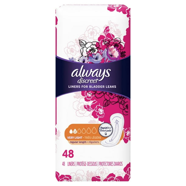 Always Discreet, Incontinence Liners, Very Light, Regular Length ...