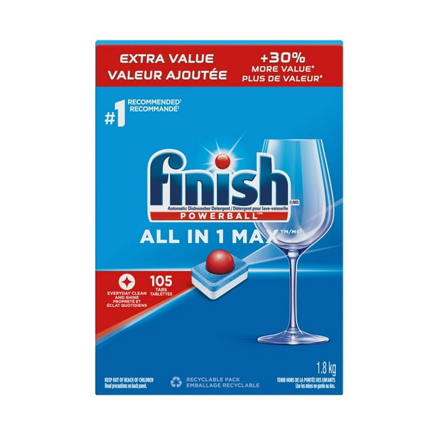 Finish Power Ball All In 1 Max Dishwasher Detergent Pods, 105 Tabs ...