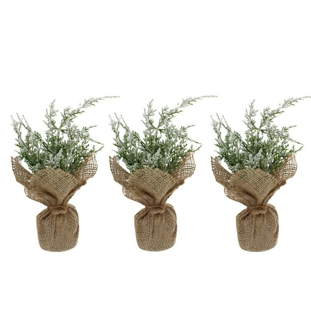 10" Frosted Cedar Trees with Burlap Base, 3 Pieces - Walmart.ca