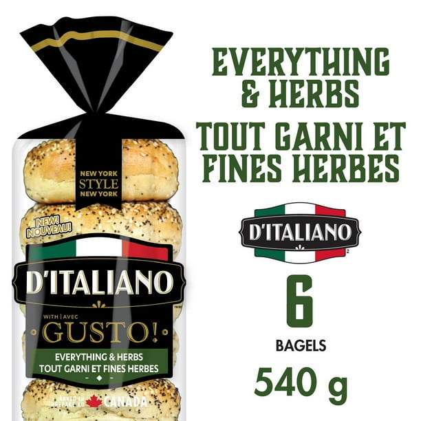 D’Italiano with Gusto!™ Everything & Herb Bagels, 540 g - Walmart.ca
