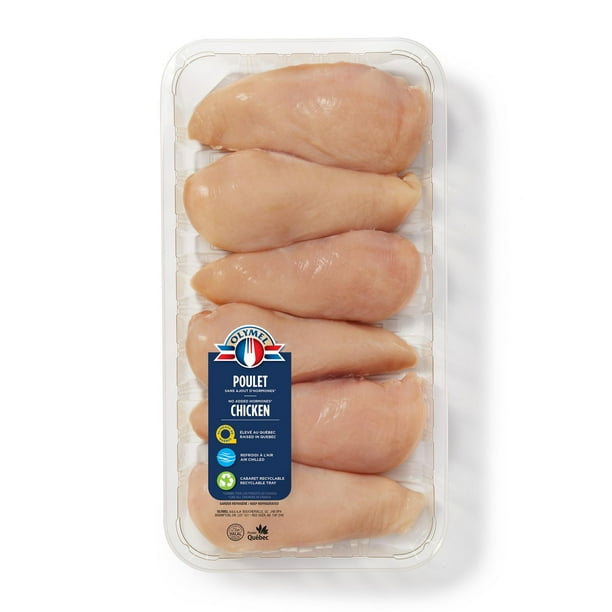 Olymel Halal Boneless chicken breasts, 6 breast per tray,, 1.17 - 1.47 ...