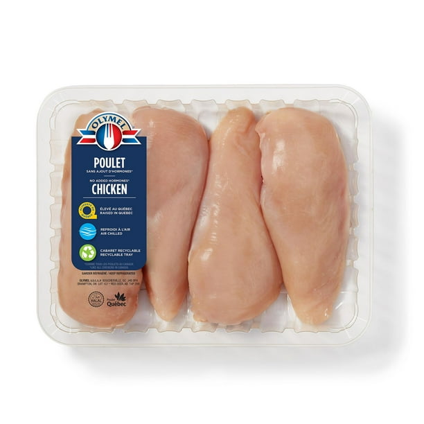 Boneless chicken breasts, 4 breast per tray, 0.75 - 1.00 KG - Walmart.ca