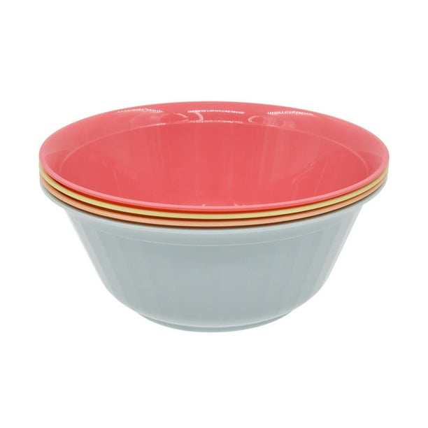 Mainstays 4 Colors Assorted Plastic Bowl, 6 inch x 6 inch x 2.8 inch, 4 ...