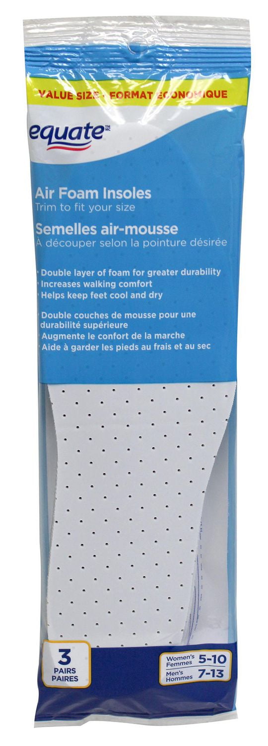 Click here for Equate Air Foam Insoles- Value Size prices
