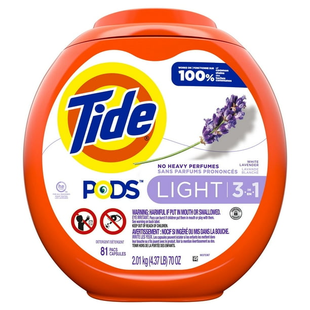 Tide PODS Light Laundry Detergent Pacs, White Lavender Scent, Powerful ...