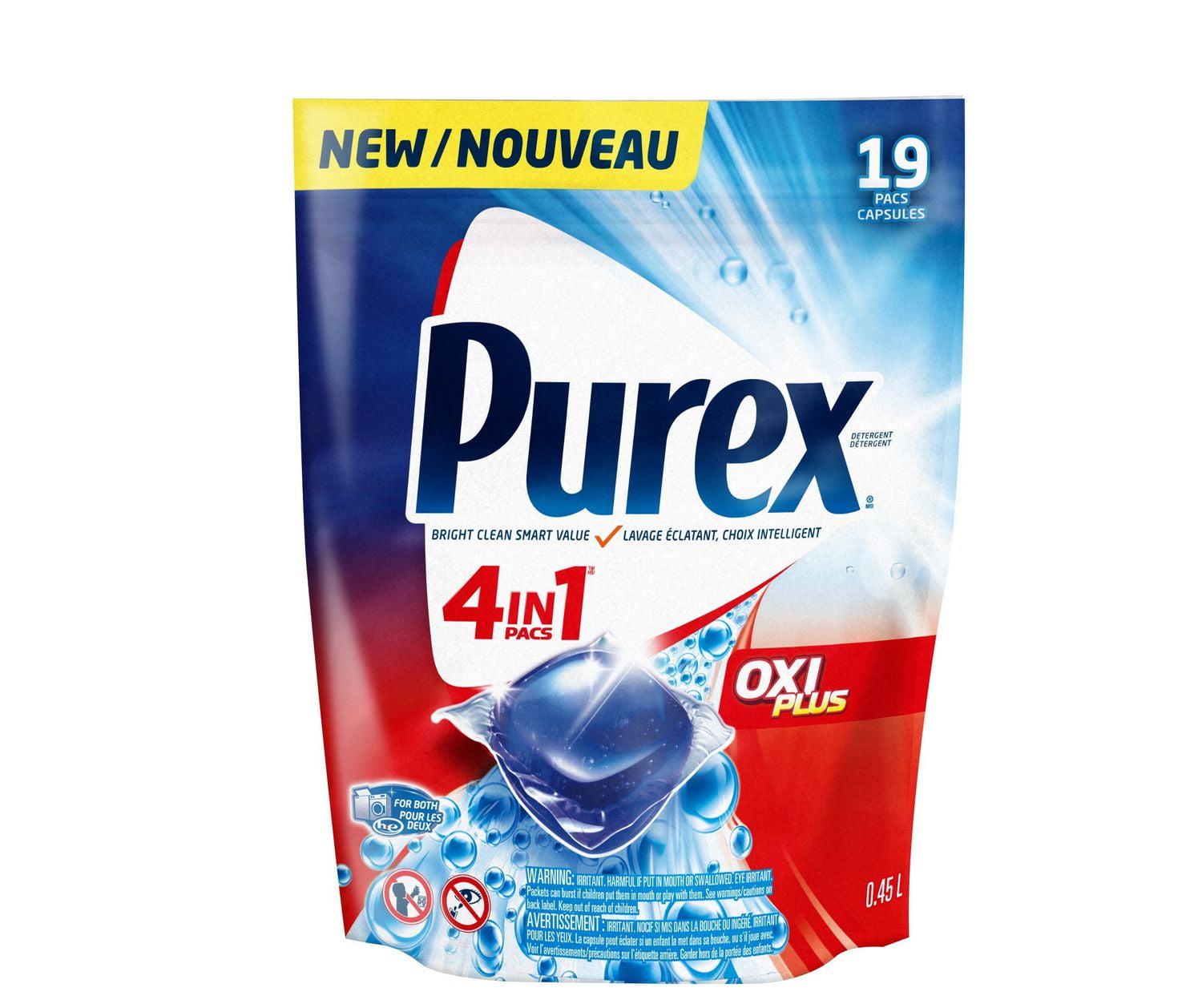 Purex 4in1 Pacs Liquid Laundry Detergent Oxi plus 19 Loads | Walmart Canada