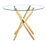 Star Round Glass Dining Table with Metal Star base in Shinny Gold ...