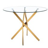 Star Round Glass Dining Table with Metal Star base in Shinny Gold ...