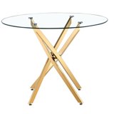 Star Round Glass Dining Table with Metal Star base in Shinny Gold ...
