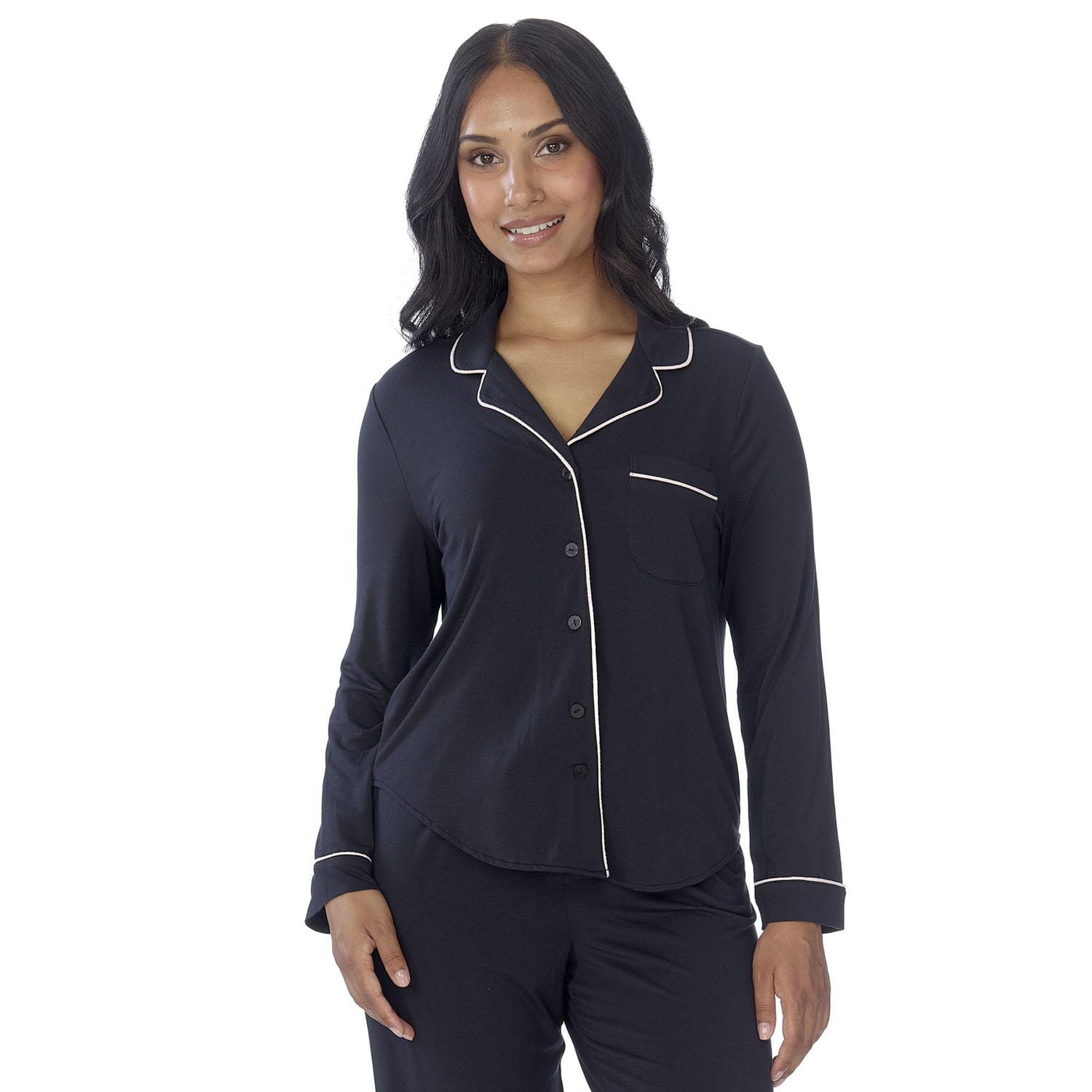 Click here for Secret Sleep Long Sleeve Button Top With Piping -... prices