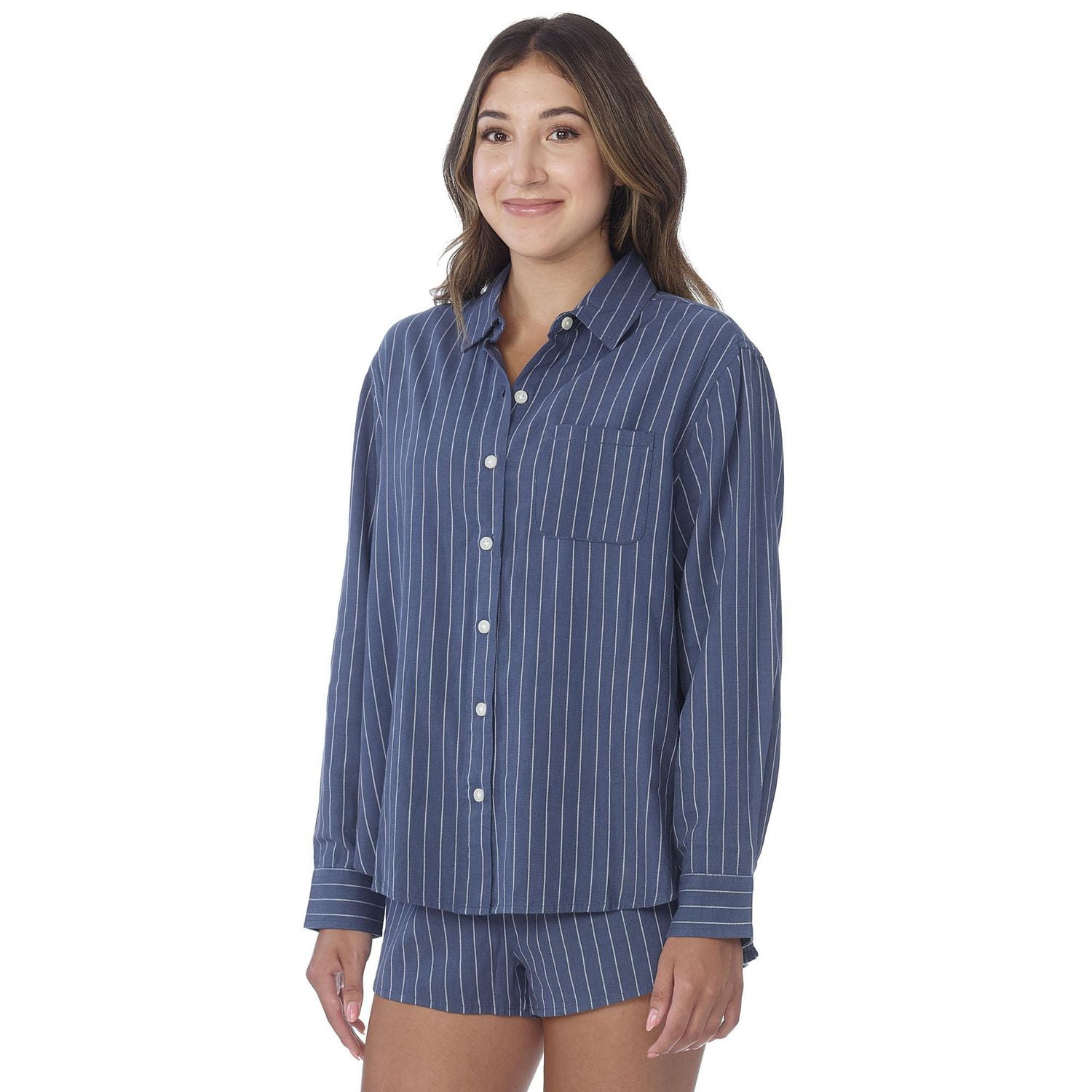 Click here for Secret Sleep Flannelette Oversize Pinstripe Shirt... prices