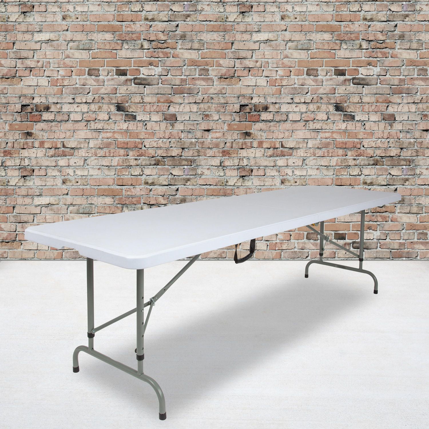 Flash Furniture Parker 30 W x 96 L Adjustable Bi Fold Granite White Plastic Table with Carrying Handle