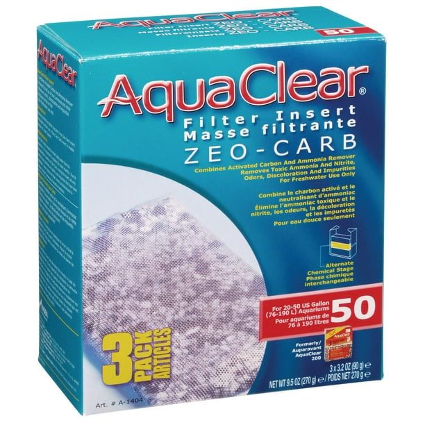 AquaClear 50 Zeo-Carb Filter insert, 3 pack, 270 g (9.5 oz ) - Walmart.ca
