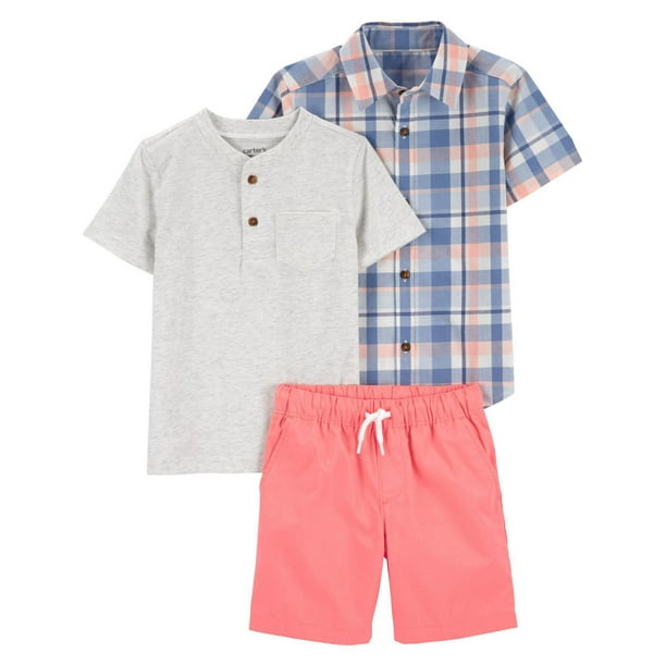 Carter's Child of Mine TB 3pc Outfit Set - Pink and Blue Plaid, 2T-5T ...