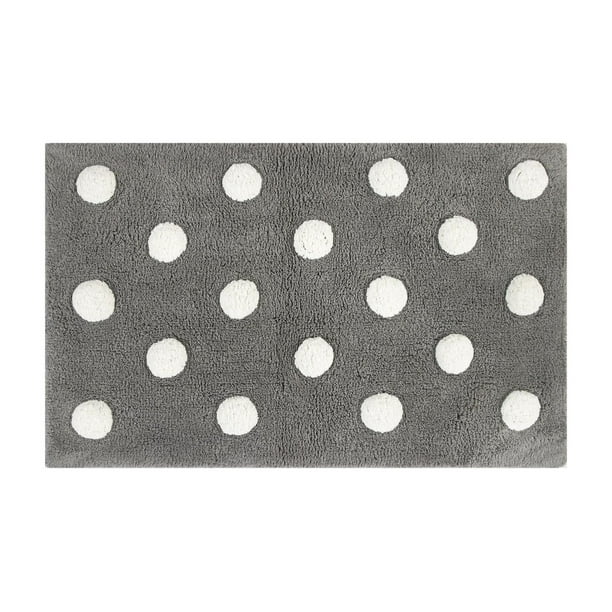 HT GREY POLKA DOT Bath Rug, 100% Cotton Pile Polka Dot Design Tufted ...