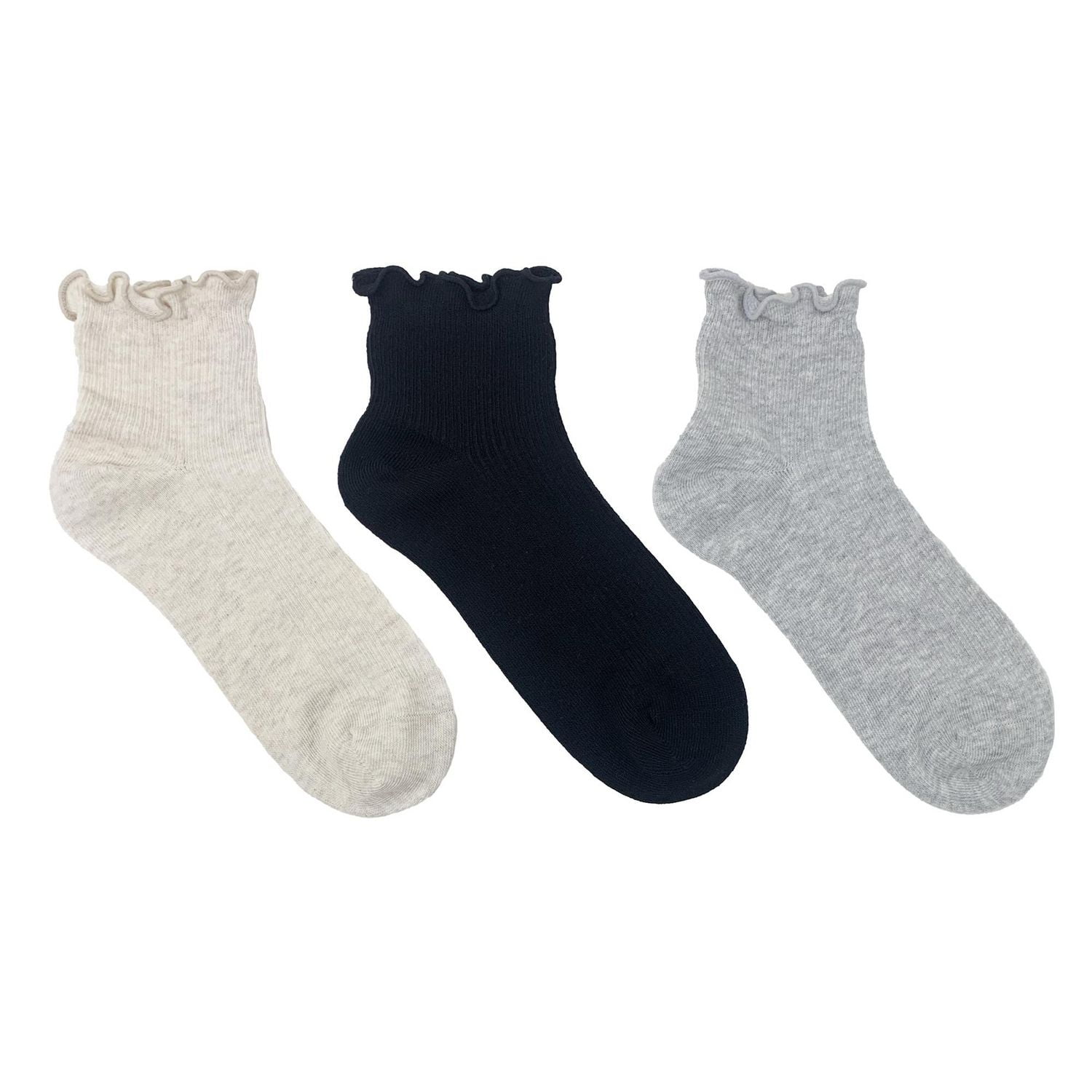 Click here for Secret Ladies Socks Ruffle Quarter 3pr 6-10 prices