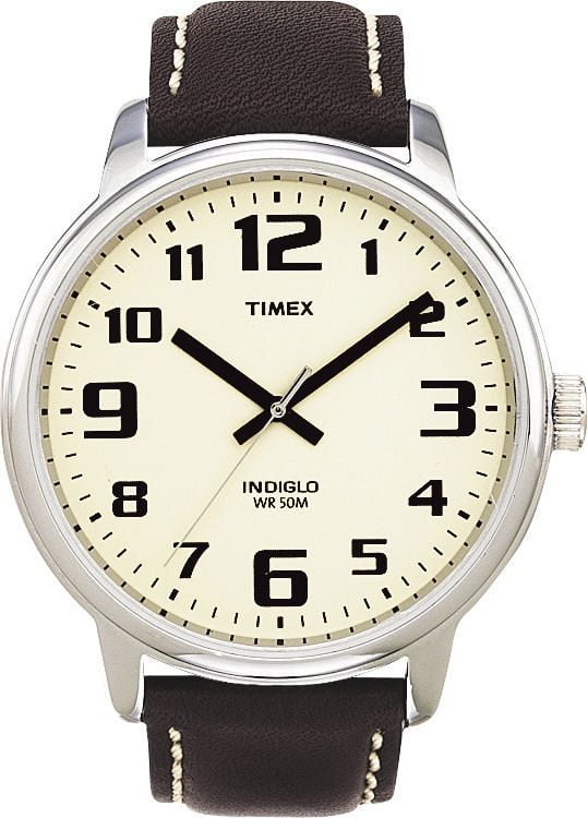 Timex® Easy Reader® Unisex White Dial Brown Leather Strap Analog Watch ...