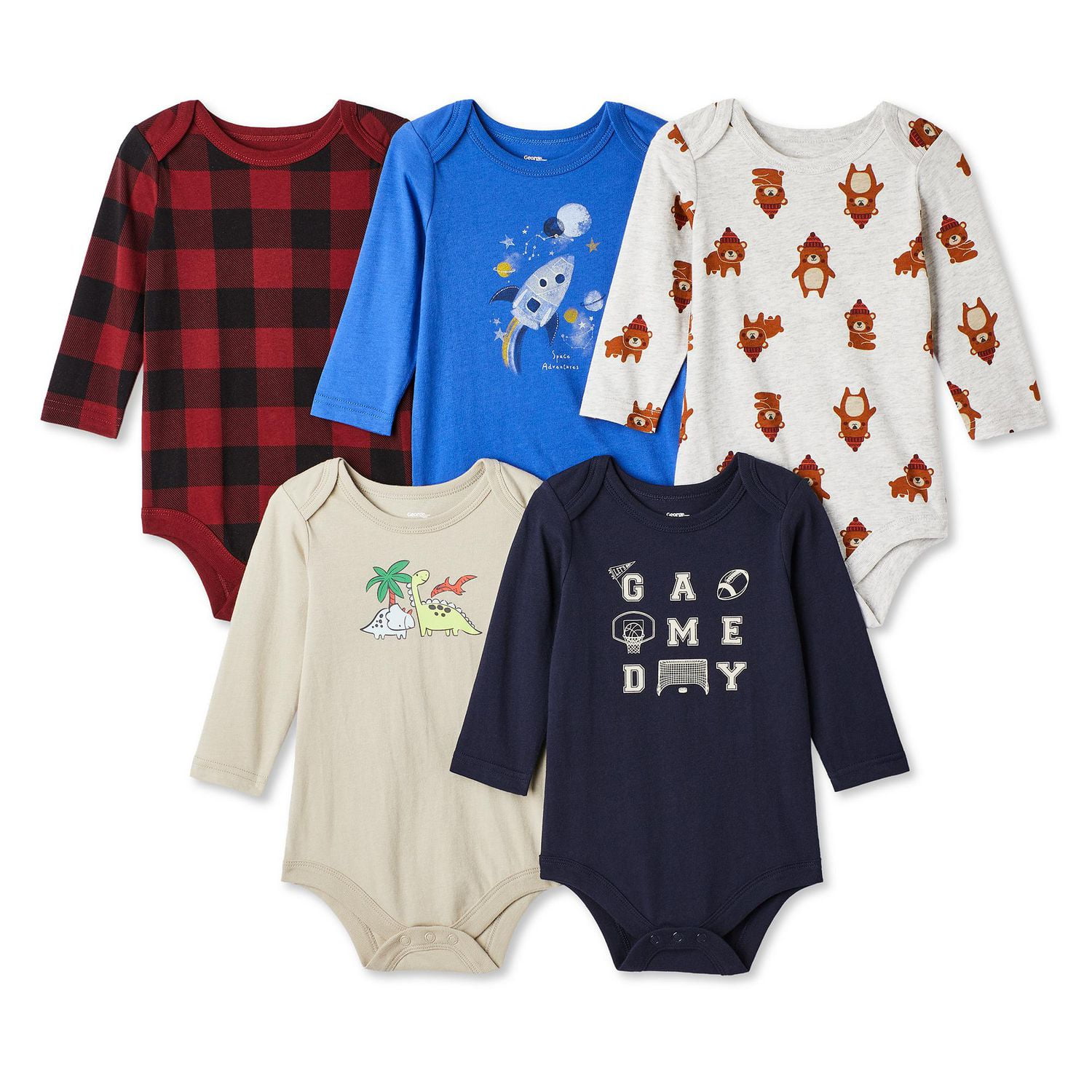 Click here for George Baby Boys Bodysuit 5-Pack 12-18 Months prices