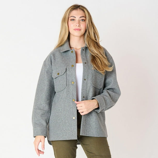 DV Wool knit buttoned shacket with collar - Walmart.ca