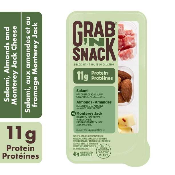 Grab N Snack Salami Almonds Monterey Jack Cheese Snack Kit 48 G Walmartca
