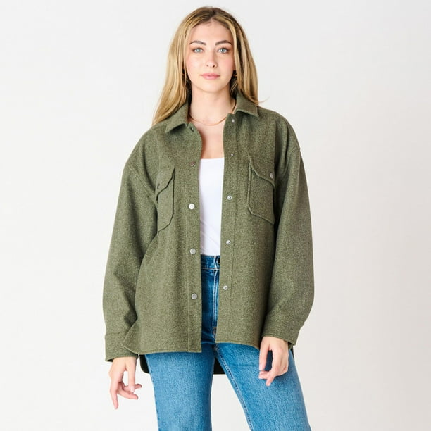 DV Wool knit buttoned shacket with collar, Buttoned shacket with collar ...