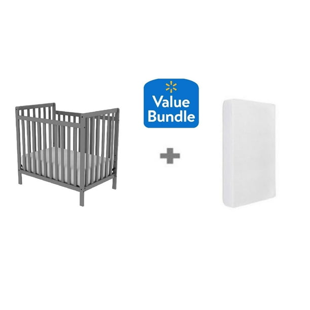 Concord Baby Bowen Mini Crib + Bonus Mattress - Grey - Walmart.ca
