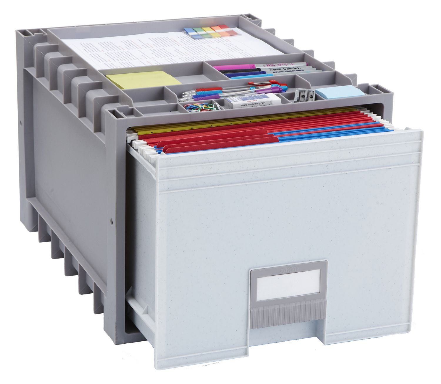 Storex Plastic Archive Storage Box, Letter Size, 18-Inch Drawer, Gray ...