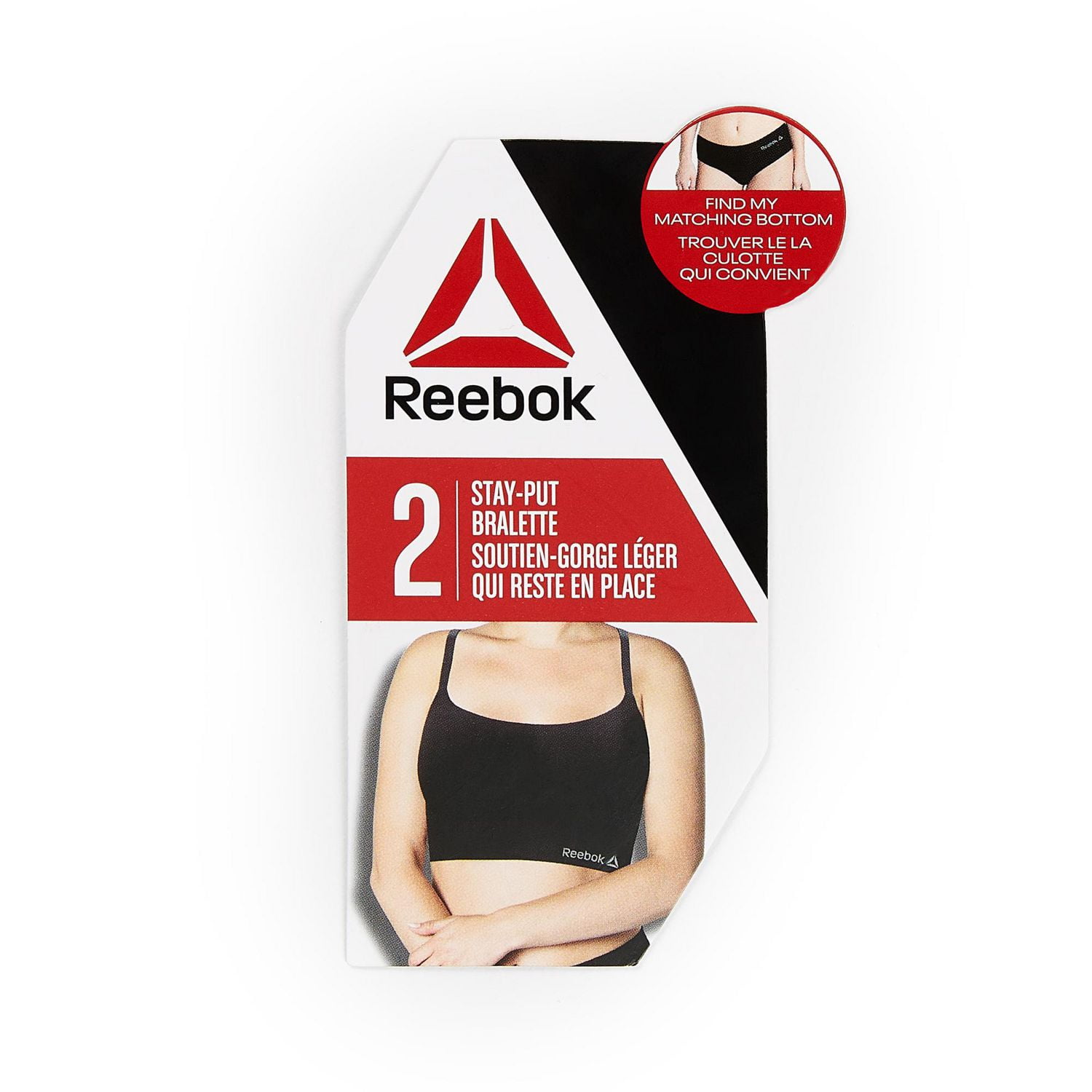 Click here for Reebok Ladies 2 Pack Stay-Put Bralettes L prices