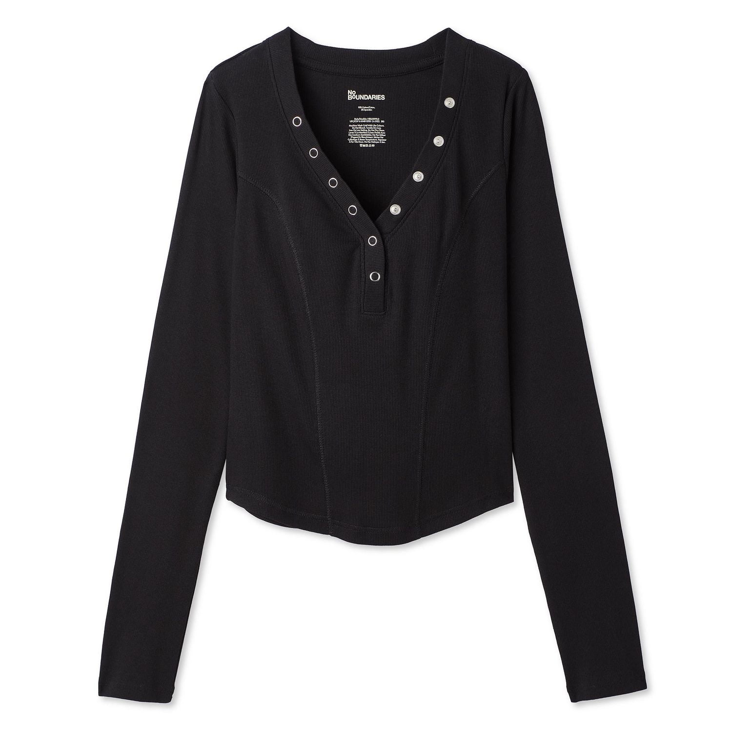 Click here for No Boundaries Womens Long-Sleeve Henley T-Shirt M prices