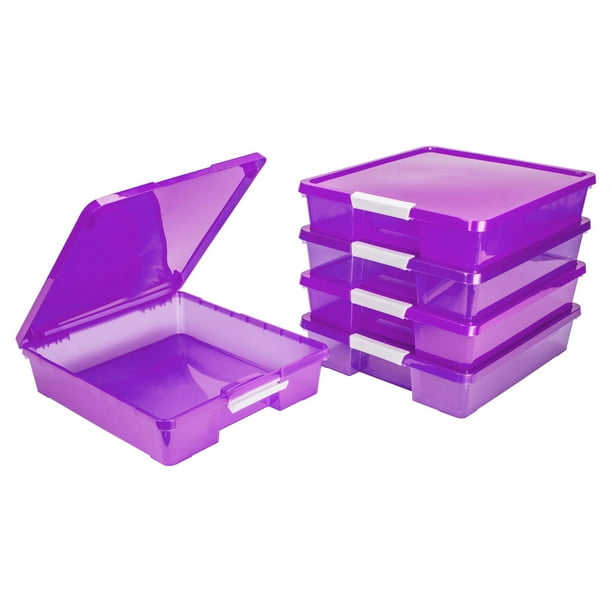 Storex 12x12 Classroom Student Project Box, Tint Purple, Case of 5 ...
