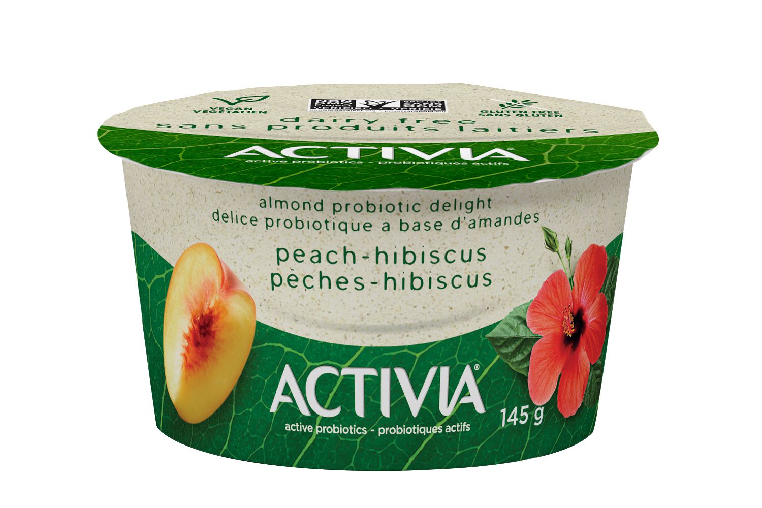 Activia Plant-Based Probiotic Yogurt Alternative, Peach-Hibiscus ...