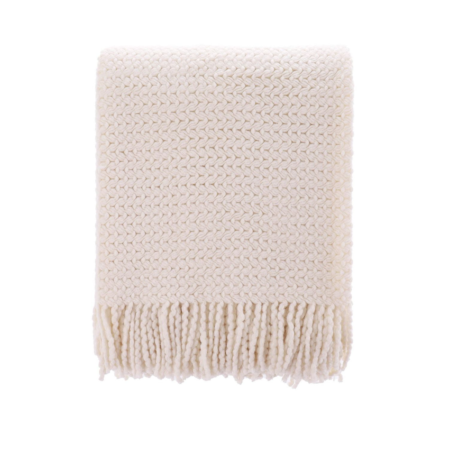 White Knit Tassel Throw Blanket | Walmart Canada