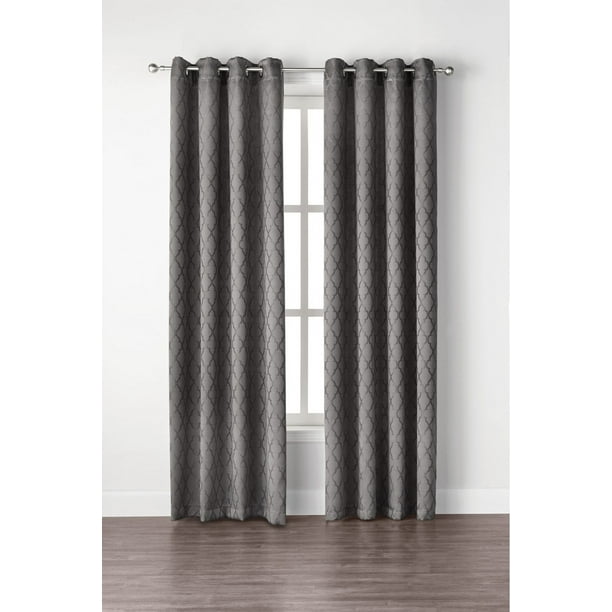 Mainstays Lattice Jacquard Window Curtain Mid Gray - Walmart.ca