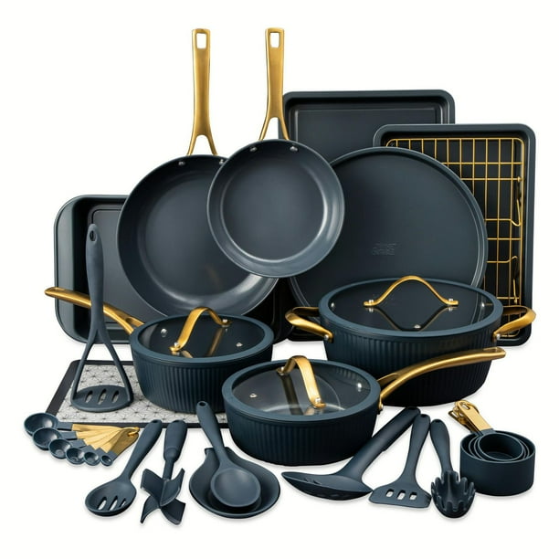 Thyme & Table Signature Series 32-Piece Cookware & Bakeware Set Ribbed ...