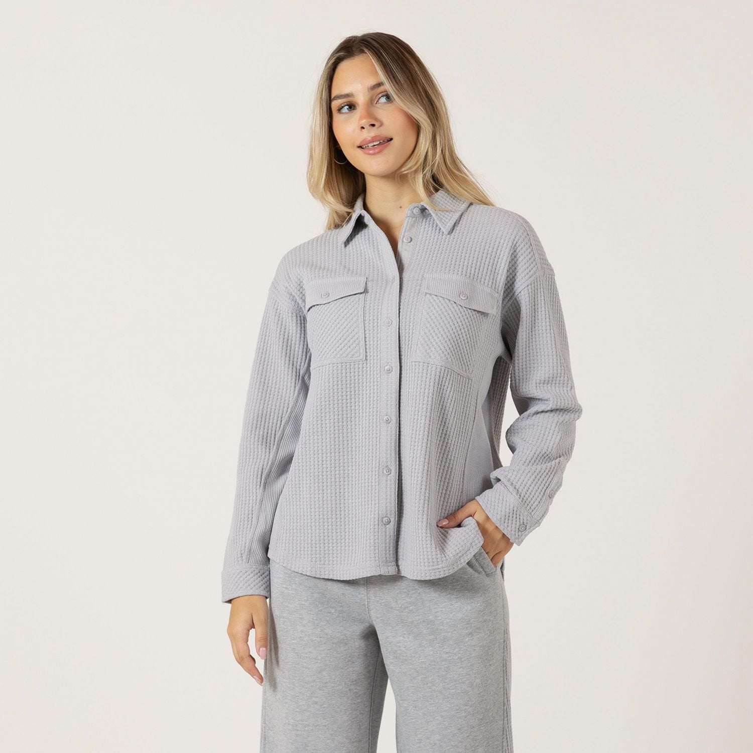 Click here for Bloom Girl Long Sleeve Waffle Textured Button Up S... prices