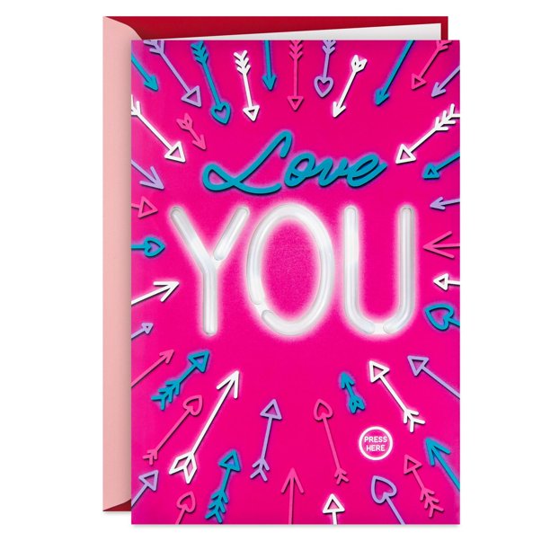 Hallmark Musical Valentines Day Card Love You Neon Sign Plays What I