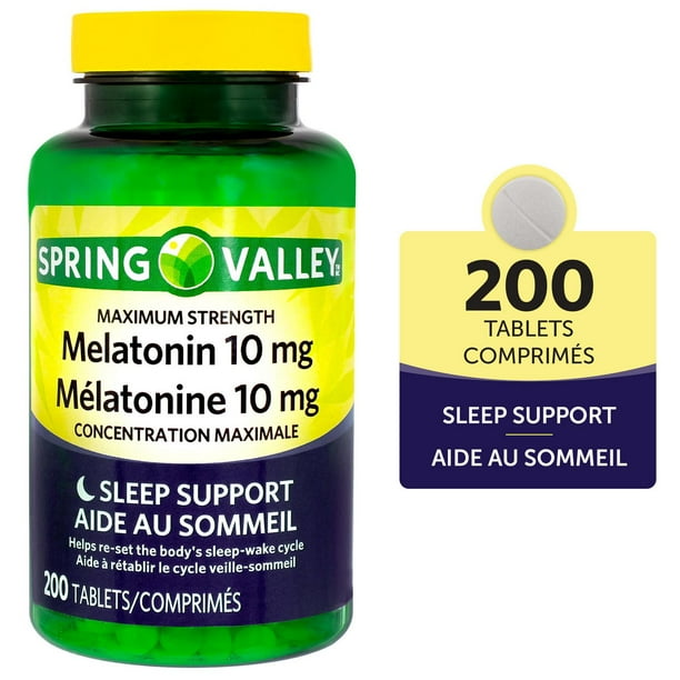 Spring Valley Maximum Strength Melatonin, 10 mg, 200 Tablets - Walmart.ca