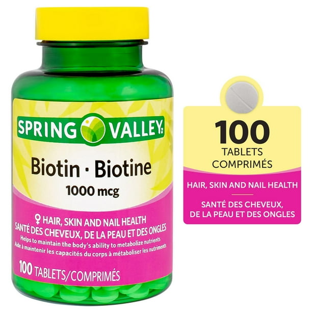 Spring Valley Biotin, 1000 mcg, 100 Tablets - Walmart.ca